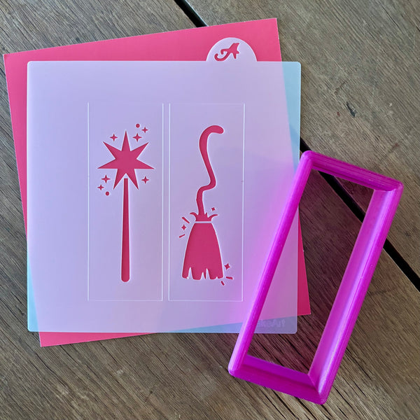 Wand and Broom Stack Sticks Stencil - bakeartstencils