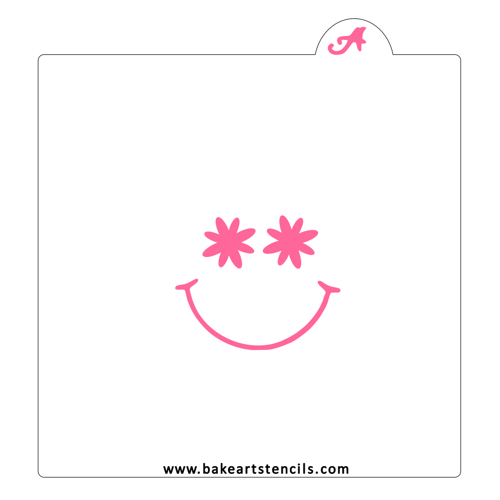 Daisy Smiley Face Stencil - bakeartstencils