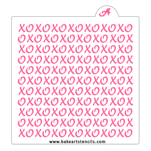 Fancy XOXO Pattern Stencil | Valentines Cookie Stencil - bakeartstencils