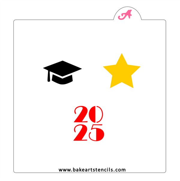 Grad 2025 Oreo Stencil - bakeartstencils