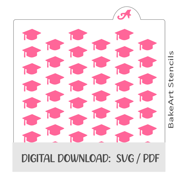 Grad Cap Pattern Digital Download - bakeartstencils