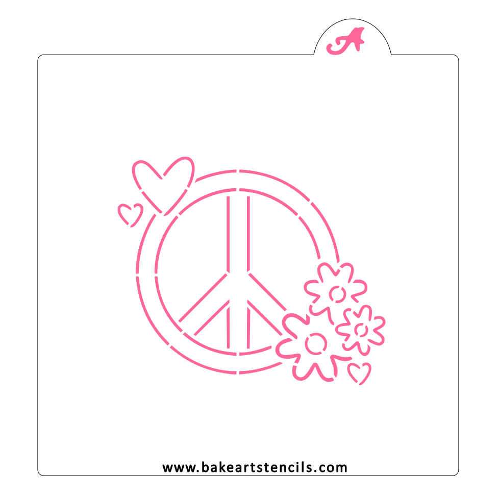 Peace Love PYO Stencil - bakeartstencils