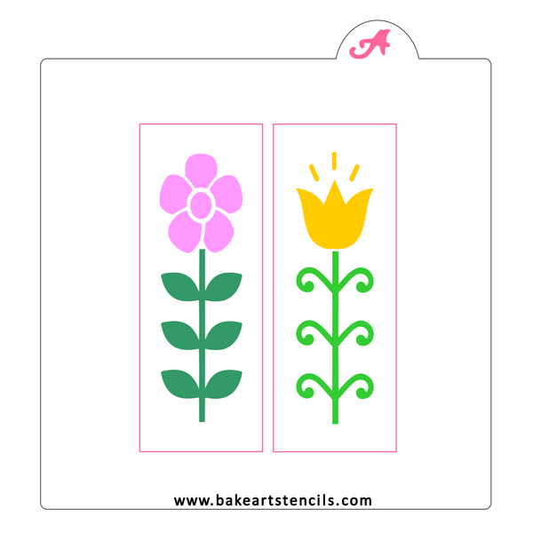 Spring Flowers Stack Sticks Stencil - bakeartstencils