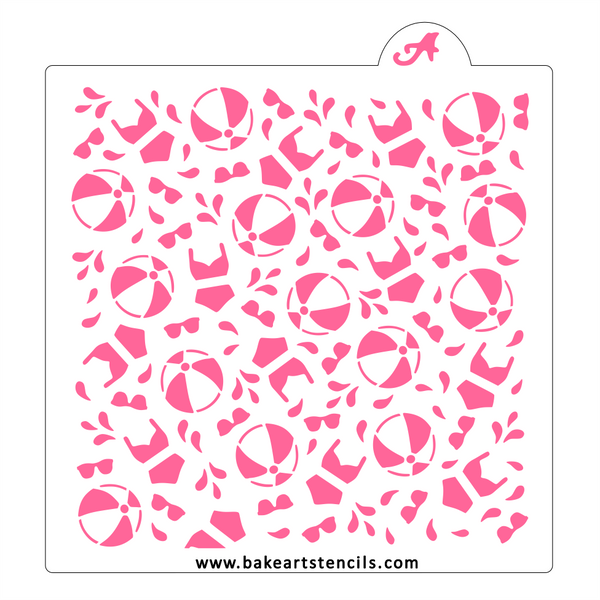 Summer Swim Cookie Stencil - bakeartstencils