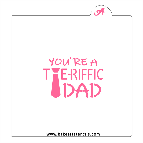 Tie-riffic Dad Cookie Stencil - bakeartstencils