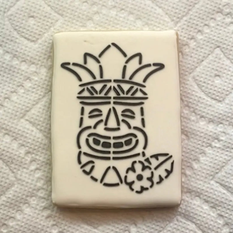 Tiki Mask PYO Stencil | Luau Cookie Stencil - bakeartstencils