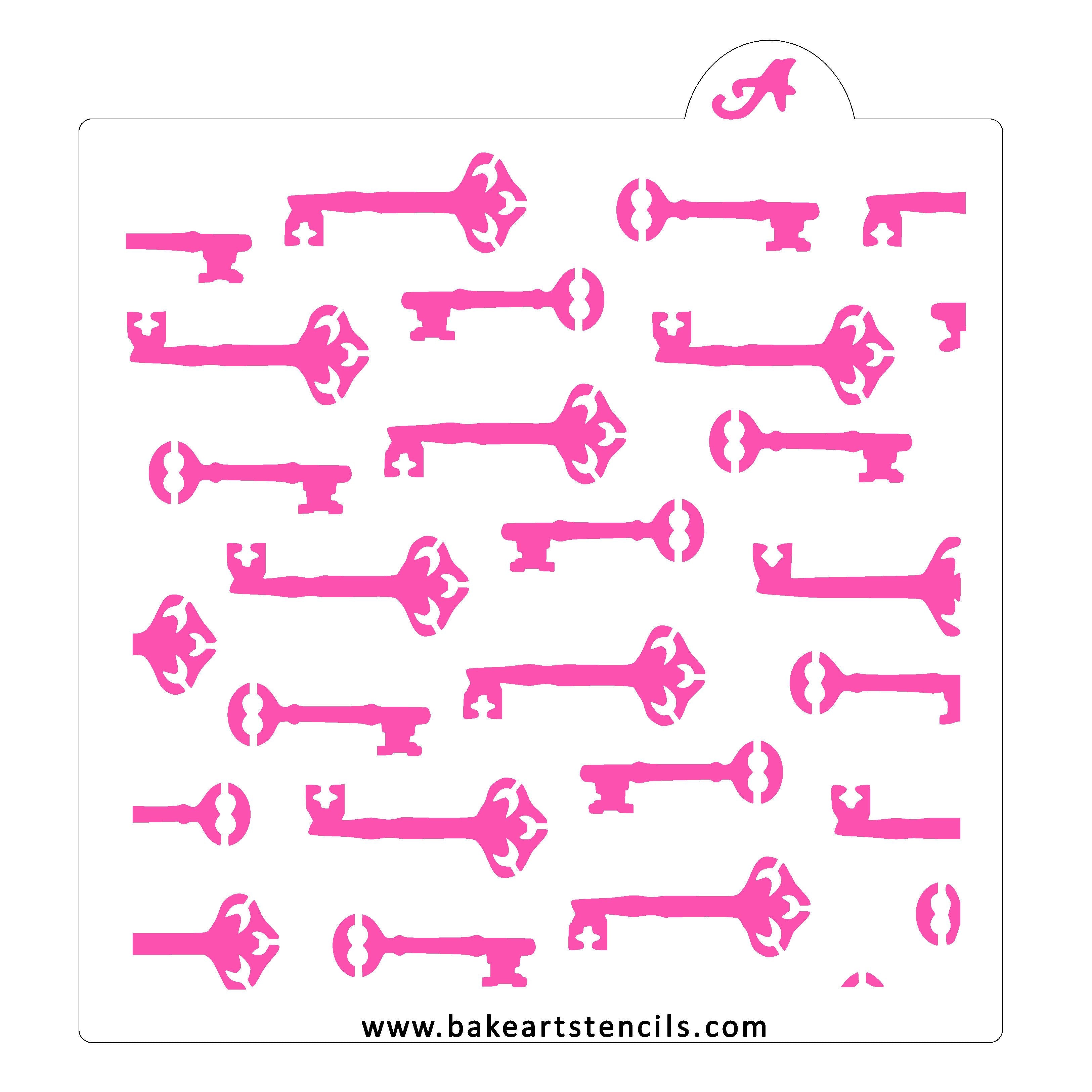 Antique Keys Pattern Stencil - bakeartstencils