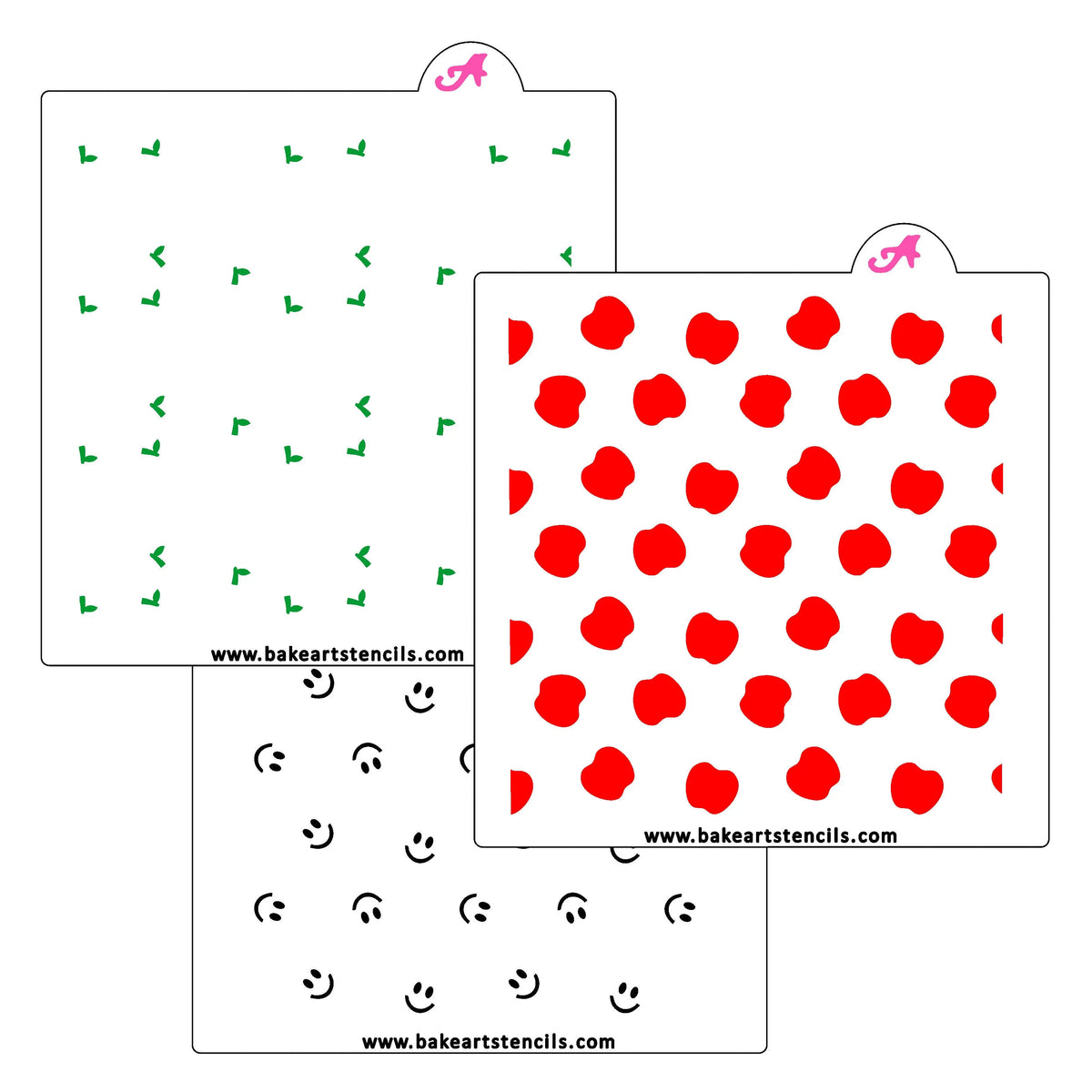 Apple Pattern Cookie Stencil Set | Teacher Cookie Stencil - bakeartstencils