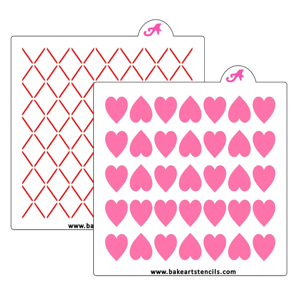 Argyle Hearts Stencil Set - bakeartstencils