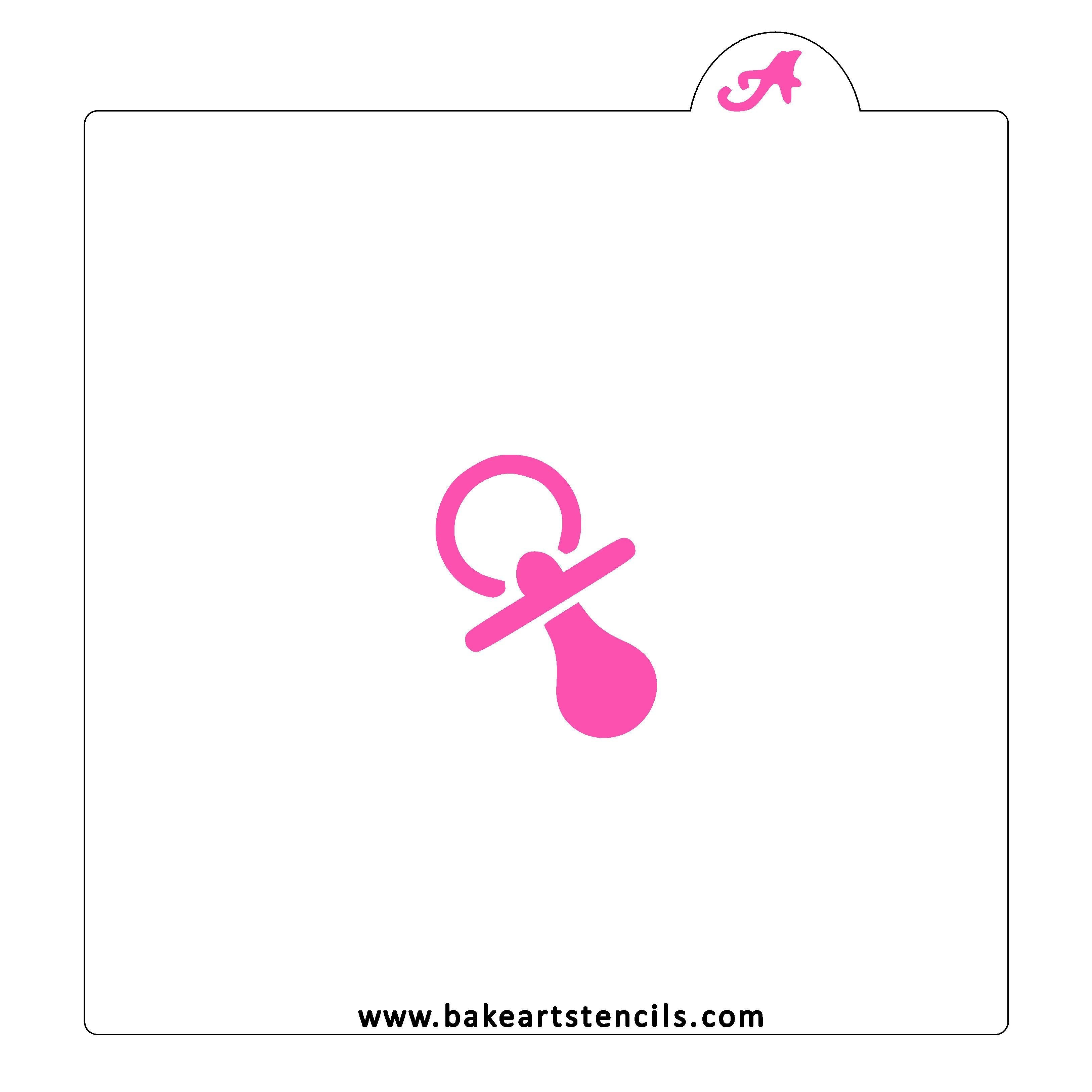 Baby Pacifier Cookie Stencil | Baby Shower Cookie Stencil - bakeartstencils