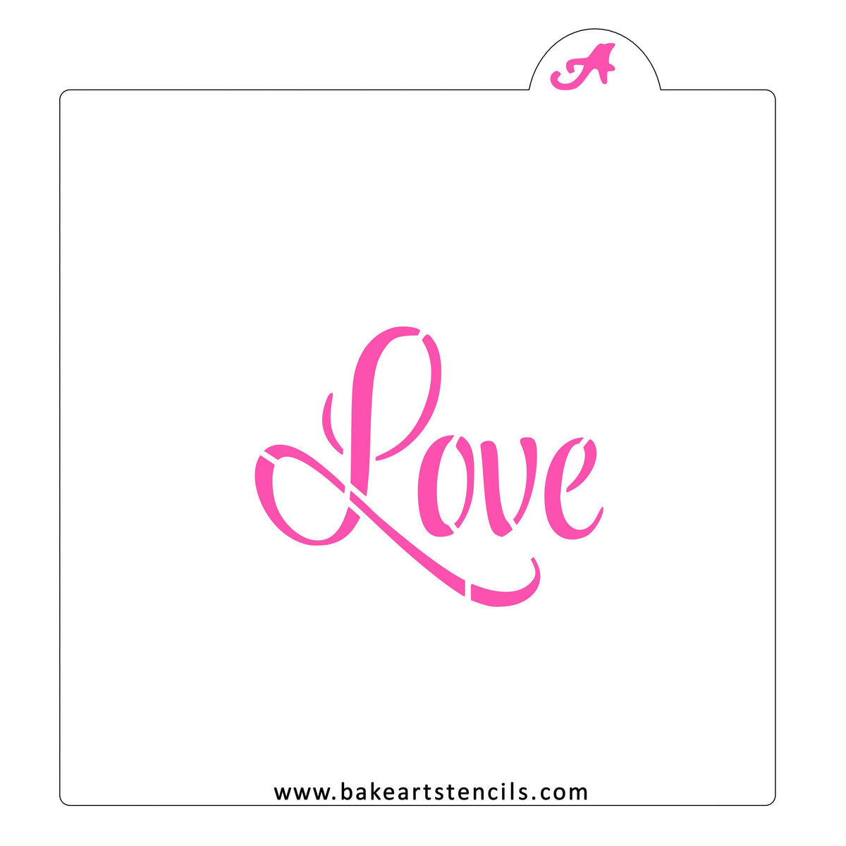 Cursive Love Cookie Stencil - bakeartstencils