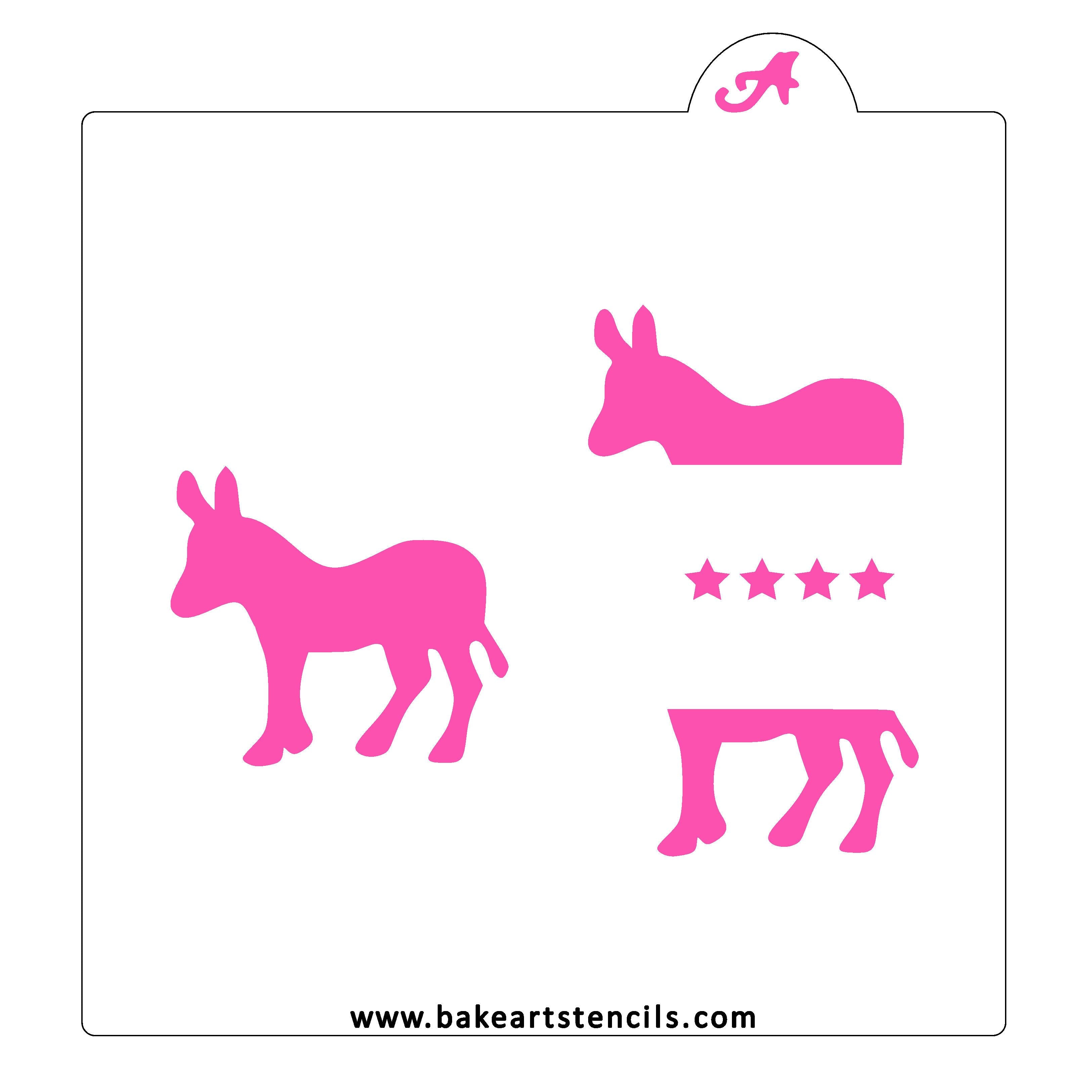 Democratic Donkey Stencil | Political Cookie Stencil - bakeartstencils