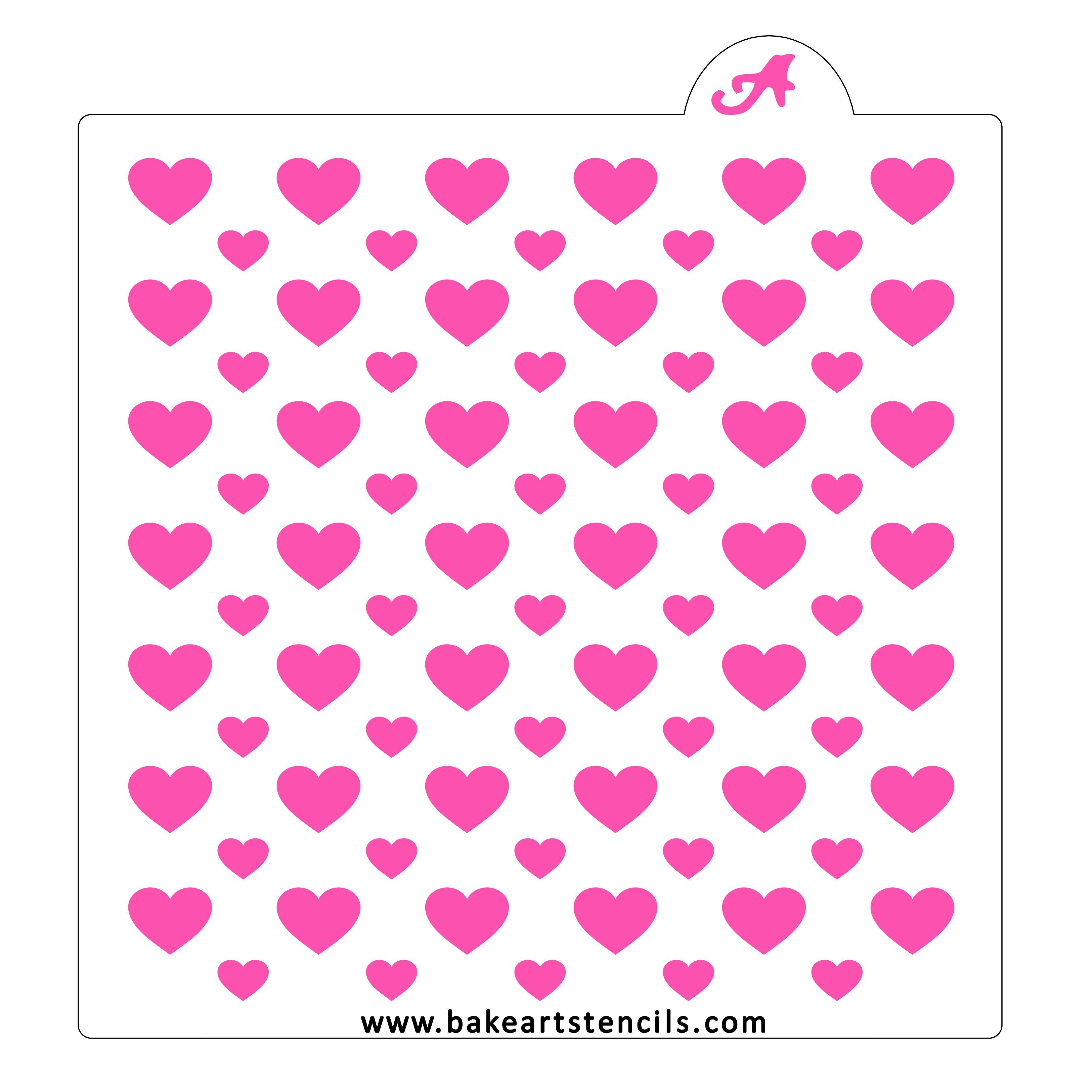 Double Hearts Pattern Stencil | Hearts Cookie Stencil - bakeartstencils