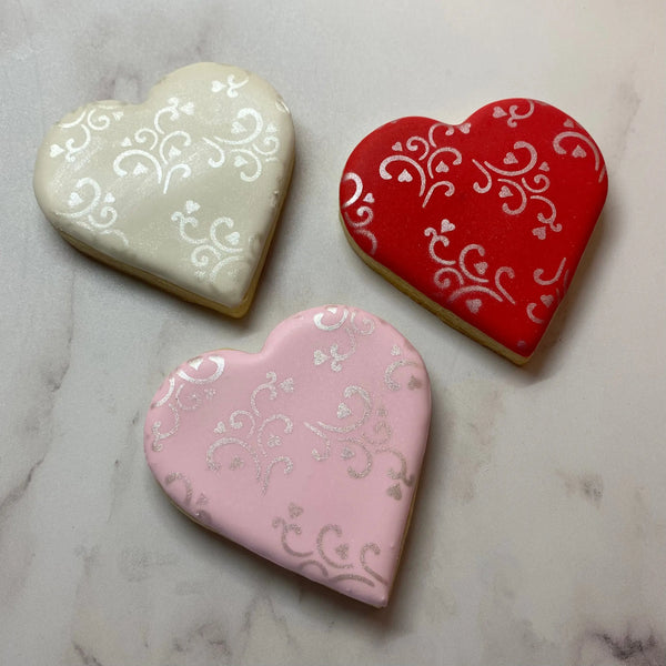 Entangled Hearts Cookie Stencil - bakeartstencils