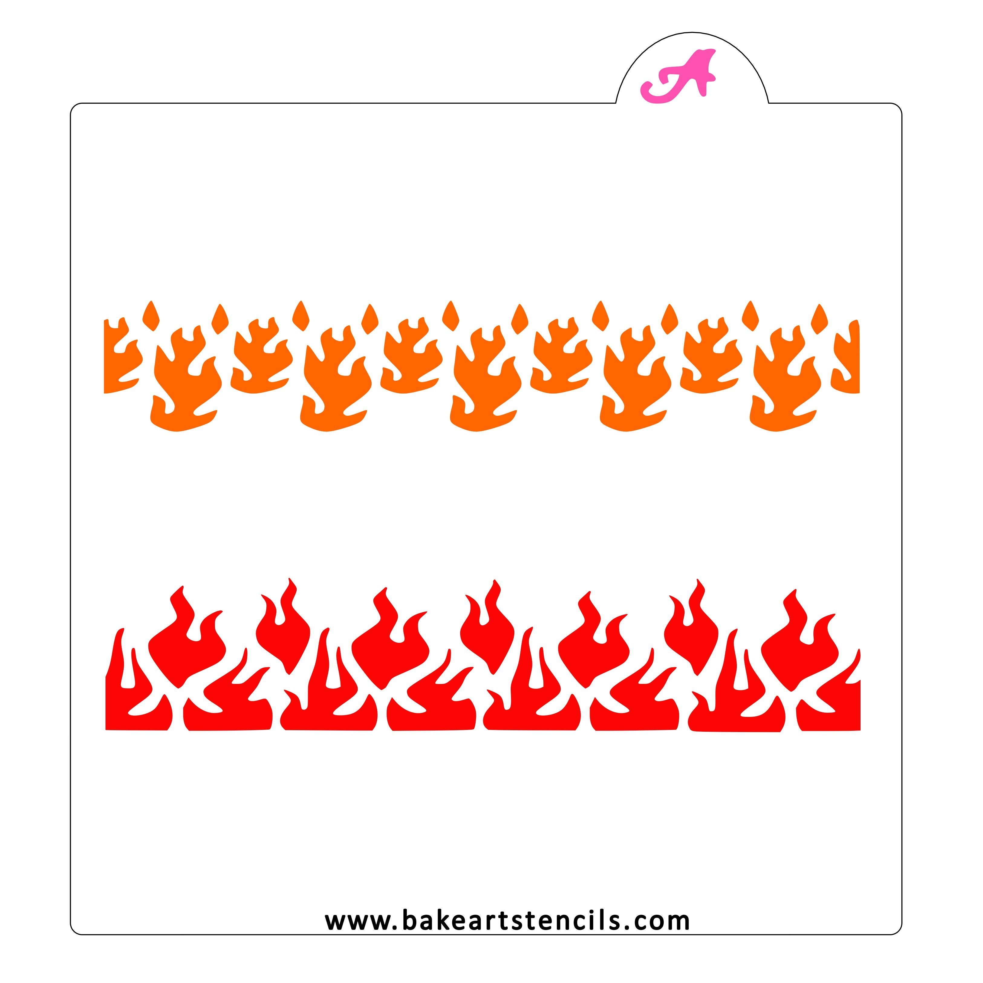 Flames and Fire Stencil - bakeartstencils