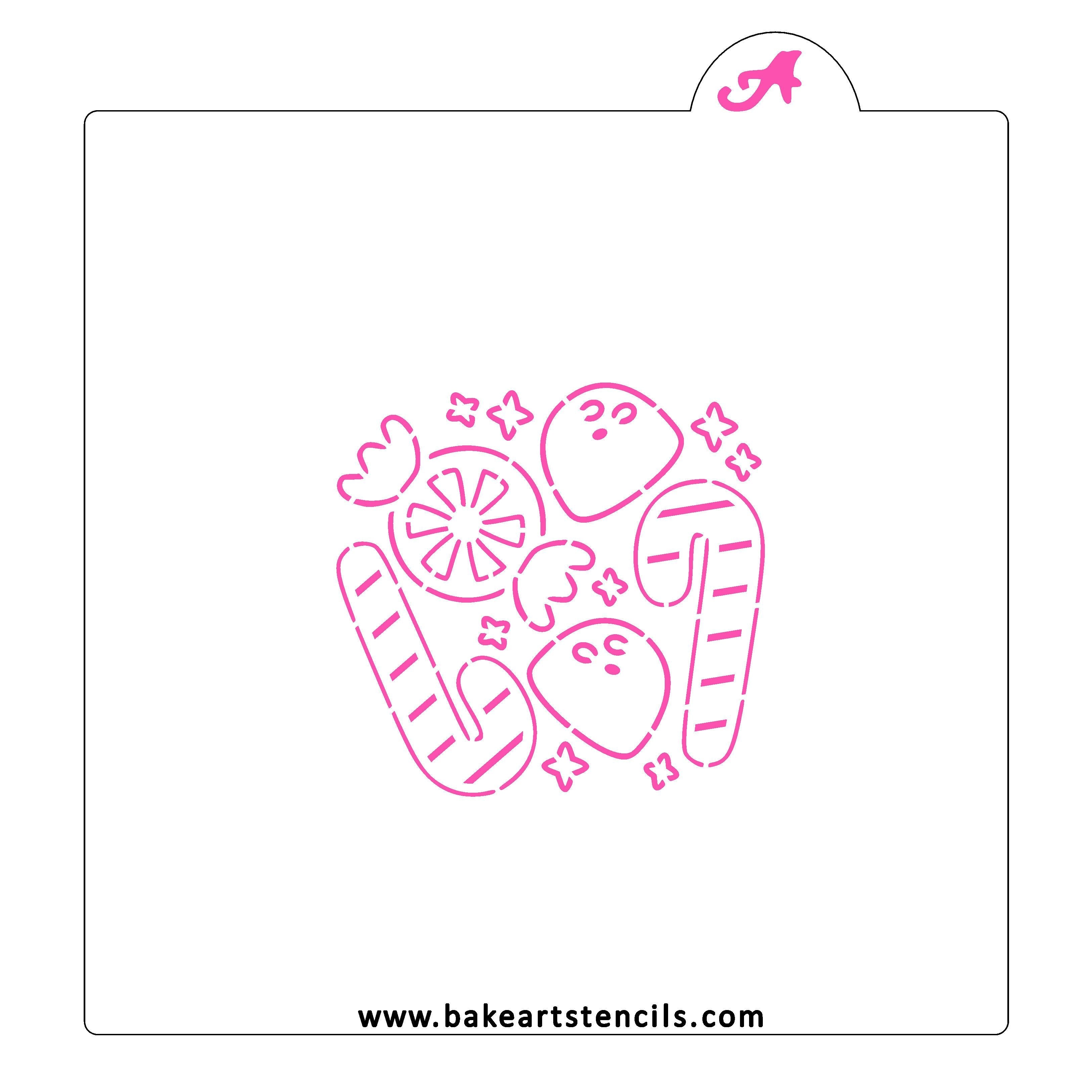 Gumdrops and Peppermints PYO Stencil - bakeartstencils