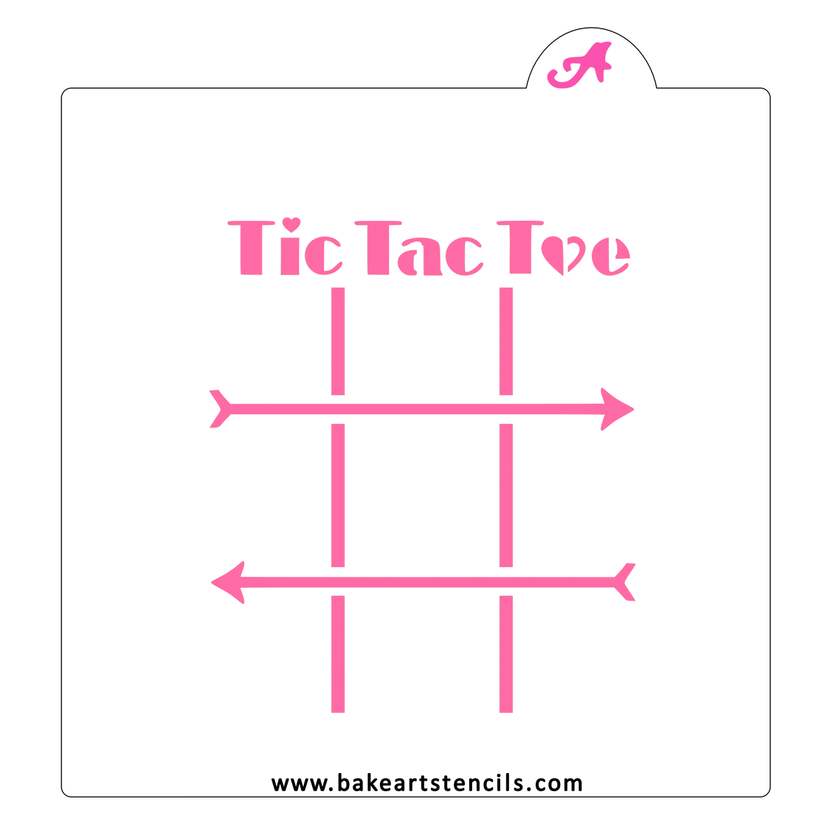 Heart Tic Tac Toe Cookie Stencil - bakeartstencils