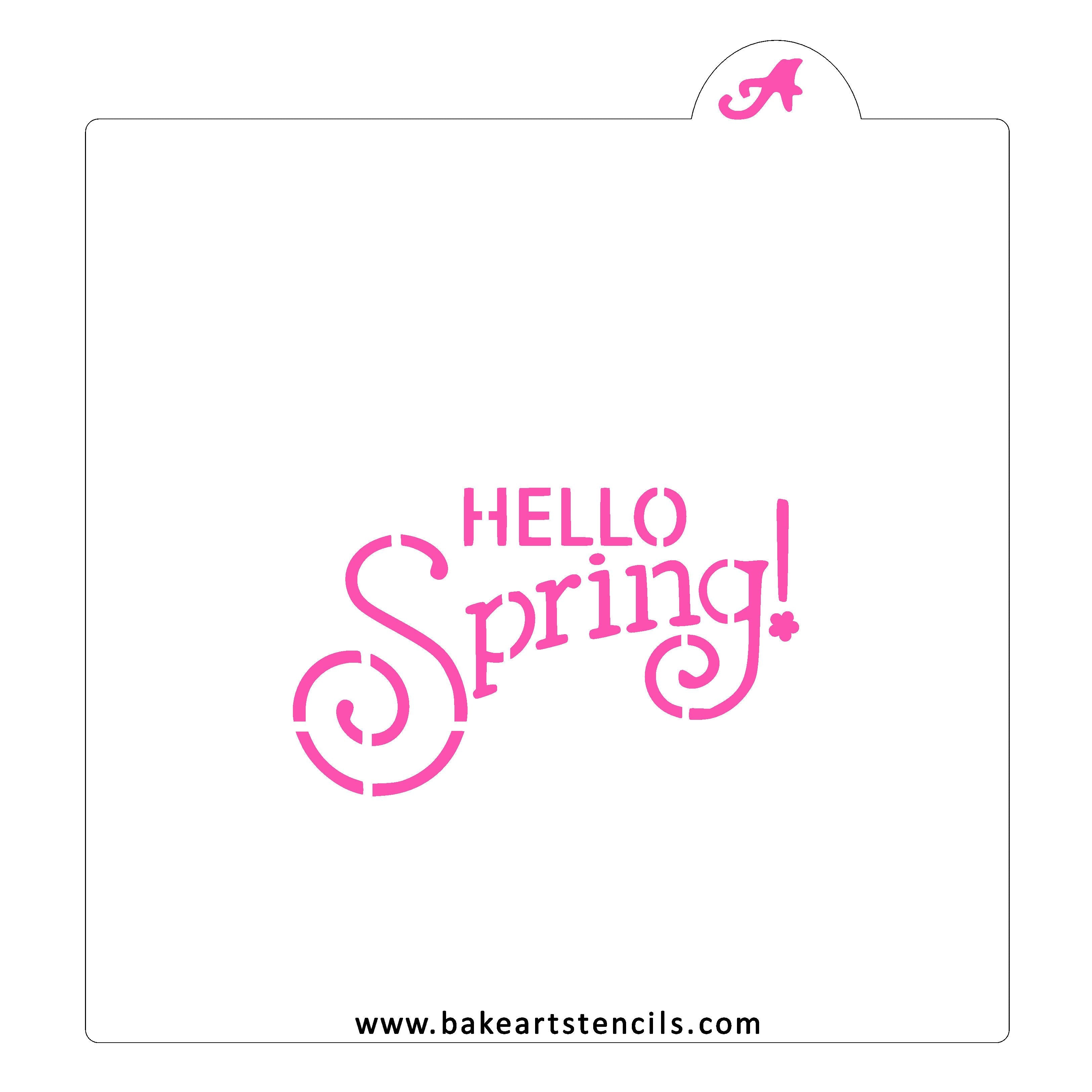 Hello Spring Cookie Stencil - bakeartstencils