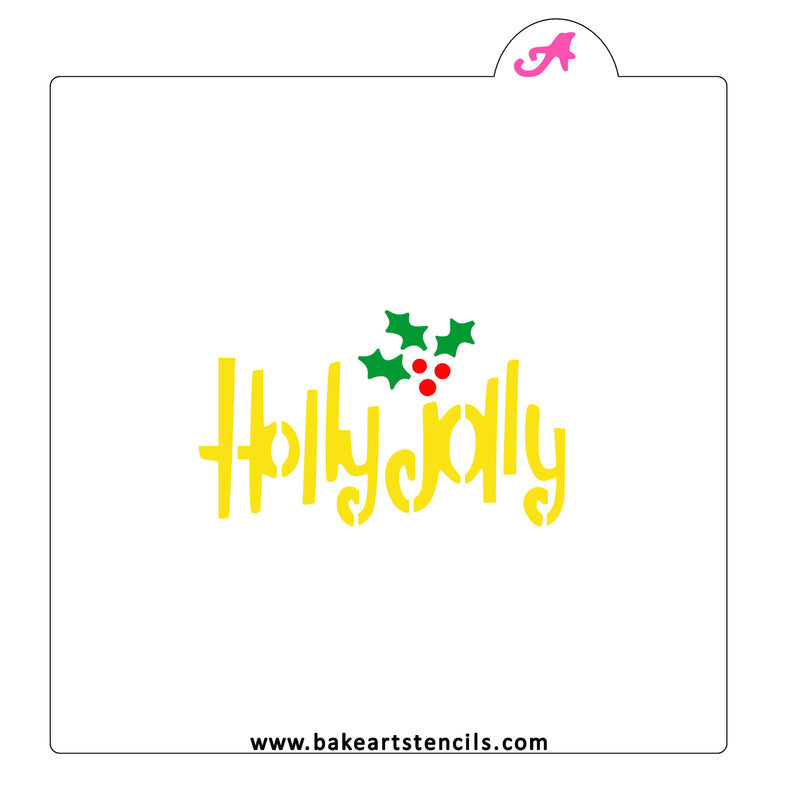 Holly Jolly Cookie Stencil | Christmas Cookie Stencil - bakeartstencils