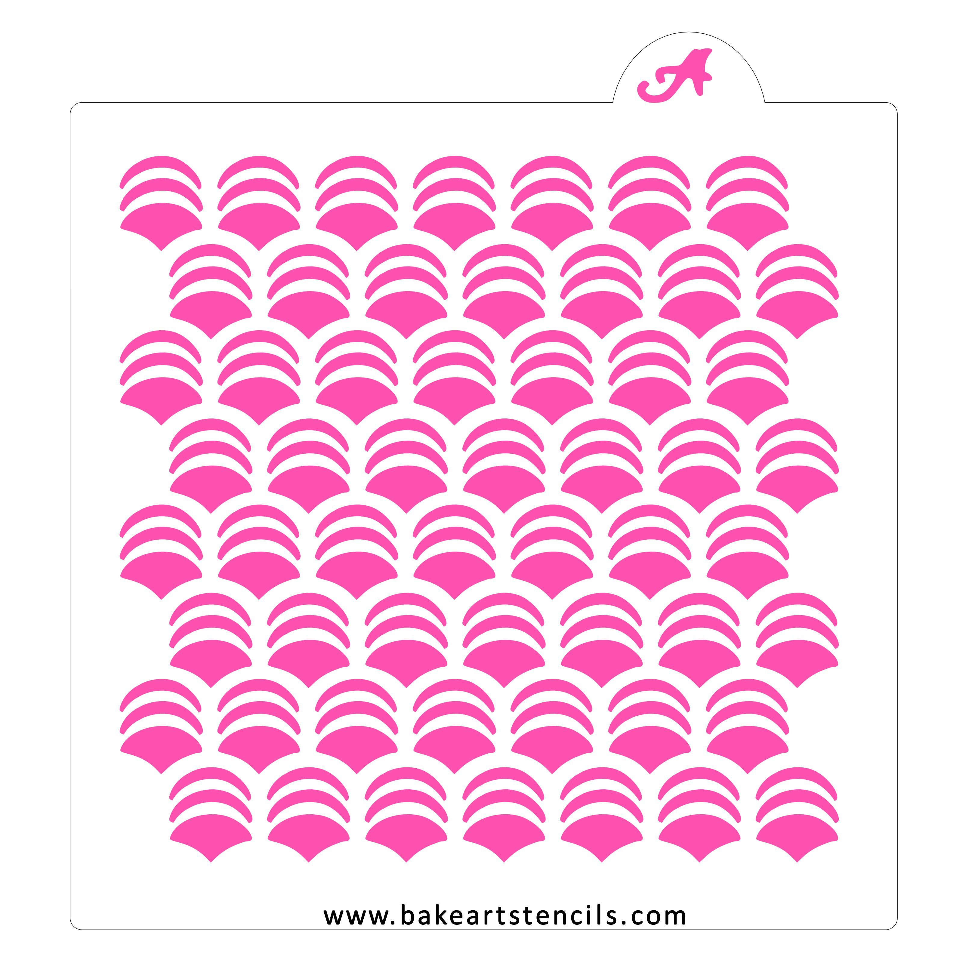 Layered Fish Scale Pattern Stencil | Mermaid Cookie Stencil ...