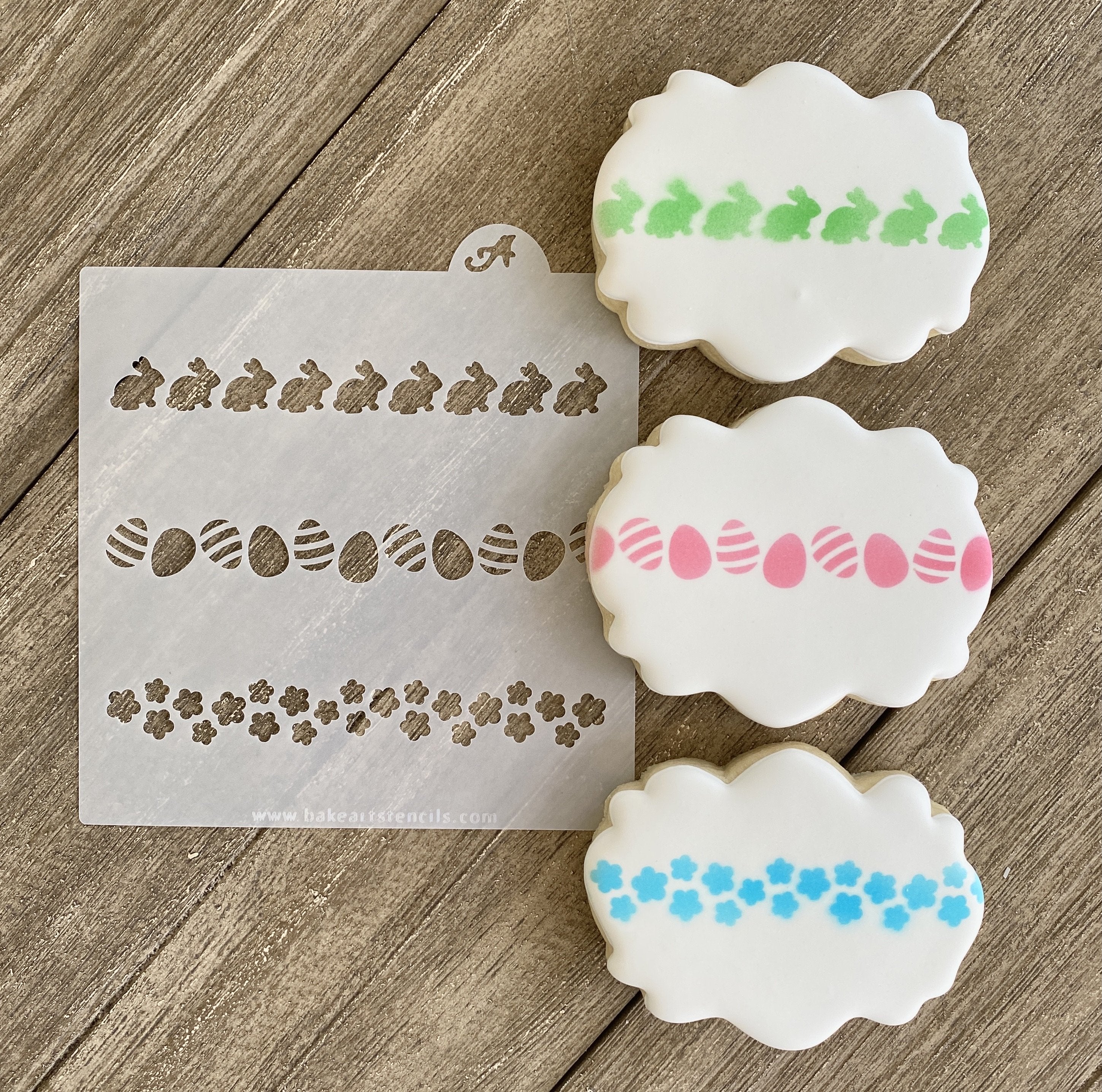 Spring Into Easter Garland Cookie Stencil - bakeartstencils