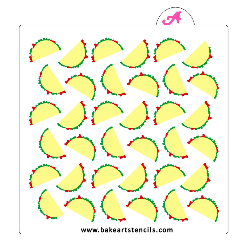 Tacos Pattern Cookie Stencil Set - bakeartstencils