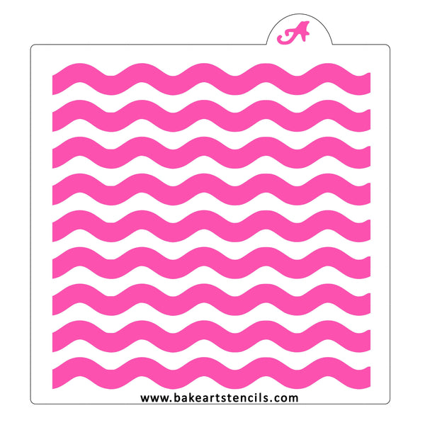 Thick Wavy Lines Pattern Stencil | Wavy Lines Cookie Stencil ...
